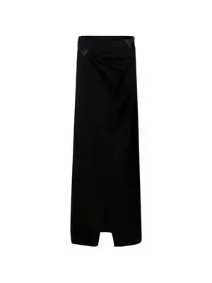 Dsquared2 Long Wool Wrap Skirt With Leather Straps