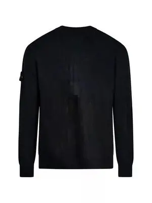 Stone Island Crew Neck Long Sleeve Sweater With Logo Patch - Blue