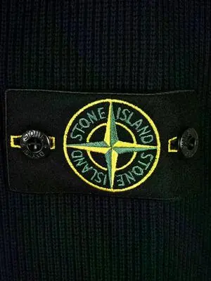 Stone Island Crew Neck Long Sleeve Sweater With Logo Patch - Blue