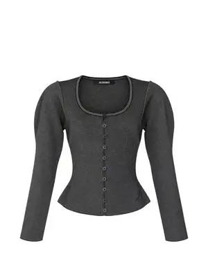 Jacquemus Sera Button-up Scoop Neck Cardigan - Grey