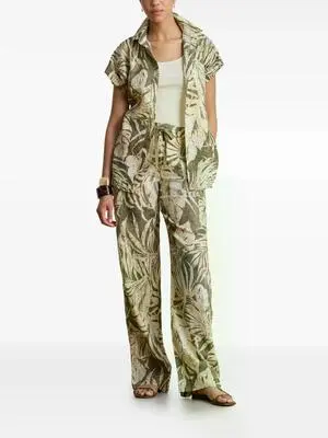 Ralph Lauren Palm Frond Print Linen Wide Leg Trousers