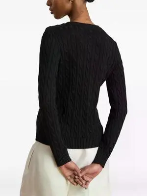 Ralph Lauren Button-trim Cable-knit Crewneck Jumper - Black