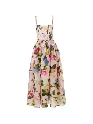 Carolina Herrera Floral Print Corset Maxi Dress