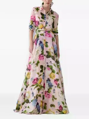 Carolina Herrera Floral-print Maxi Shirt Dress - Pink