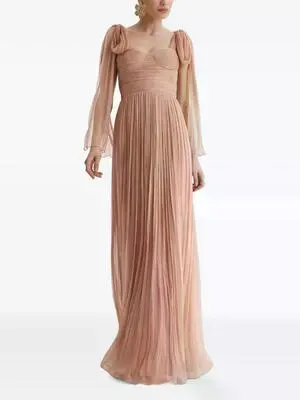 FRAMBOISE Tacoma Pleated Silk Maxi Dress - Pink
