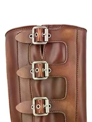 Miu Miu Buckle-detail Leather Boots - Brown