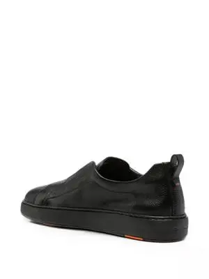 Santoni Grainy Leather Slip-on Sneakers - Black