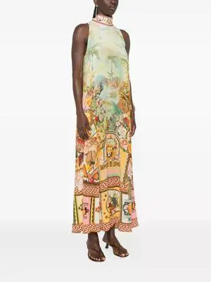 Camilla Graphic-print Tie-back Midi Dress