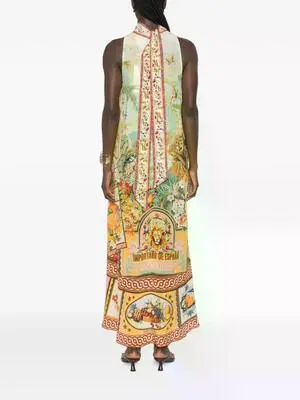 Camilla Graphic-print Tie-back Midi Dress