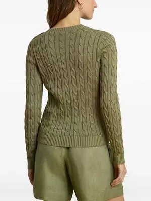 Ralph Lauren Button-trim Cable-knit Sweater - Green