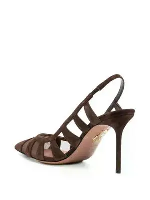 AQUAZZURA Suede Mesh Panelled Slingback Pumps