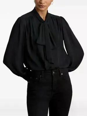 Ralph Lauren Tie-neck Blouson-sleeve Blouse