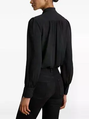 Ralph Lauren Tie-neck Blouson-sleeve Blouse