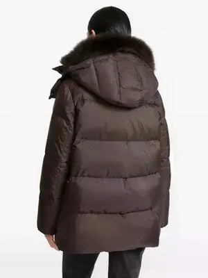 YVES SALOMON A-line Hooded Puffer Jacket With Lambswool Trim