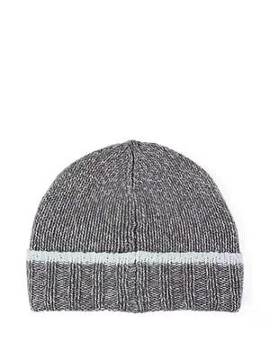 Paul & Shark Stripe-detail Beanie Hat - Grey