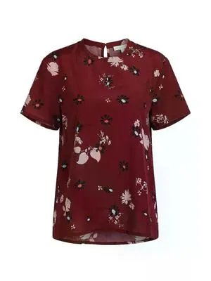 Valentino Garavani Short Sleeve Floral Print Blouse - Red