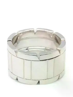 Cartier 18k White Gold Tank Française Wide Band Ring - Silver