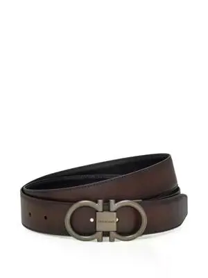 FERRAGAMO Reversible And Adjustable Gancini Belt - Brown