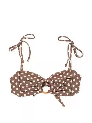 MONTCE Polka-dot Bandeau Bikini Top - Brown