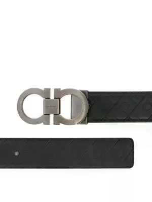 FERRAGAMO Reversible And Adjustable Gancini Belt - Black
