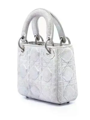 Dior Micro Metallic Calfskin Cannage Lady Satchel