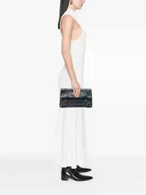 Balenciaga Lambskin Leather Envelope Clutch Bag - Blue