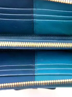 Prada 2010-2026 Bicolor Saffiano Bow Zip Wallet Long Wallets