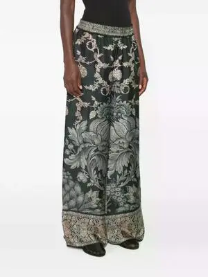 PIERRE-LOUIS MASCIA Baroque Print Wide-leg Trousers - Black