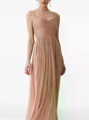 FRAMBOISE Pleated Silk Maxi Dress
