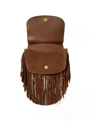 Ralph Lauren Marcy Suede Crossbody Bag With Fringe Trim