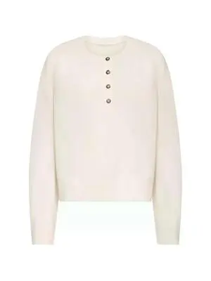Loulou De Saison Cashmere Henley Sweater - Neutrals