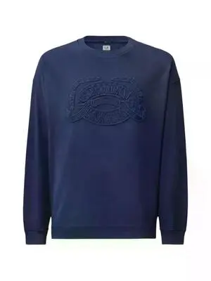 C.P. COMPANY Embroidered-logo Long-sleeve T-shirt - Blue