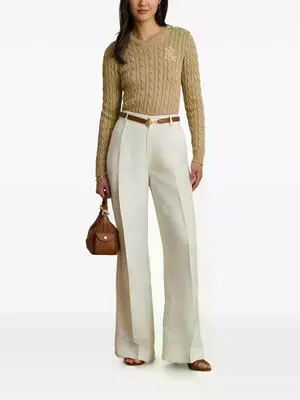 Ralph Lauren Button-trim Cable-knit Sweater - Neutrals