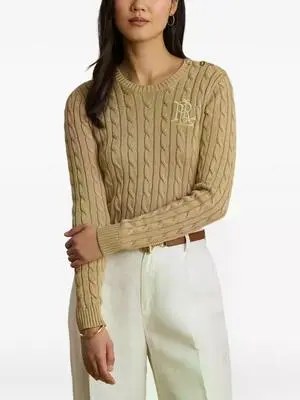 Ralph Lauren Button-trim Cable-knit Sweater - Neutrals
