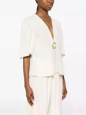 FORTE_FORTE Short Sleeve Top With Buckle Detail