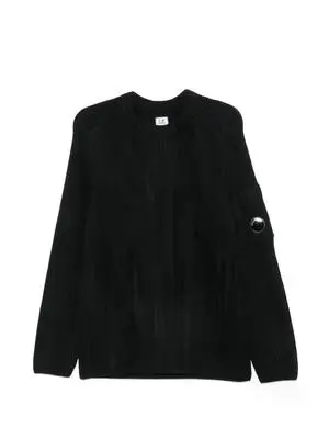 C.P. COMPANY Ribbed-knit Sweater With Lens Detail - Black
