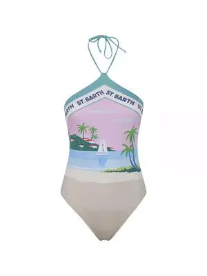 MC2 SAINT BARTH Halterneck Swimsuit - Neutrals