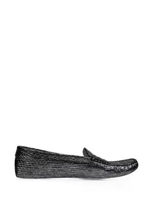 TOD'S Metallic Penny Slot Loafers - Silver