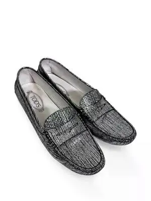 TOD'S Metallic Penny Slot Loafers