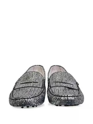 TOD'S Metallic Penny Slot Loafers