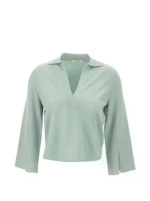 KANGRA V-neck Polo Shirt With Slit Cuffs - Green