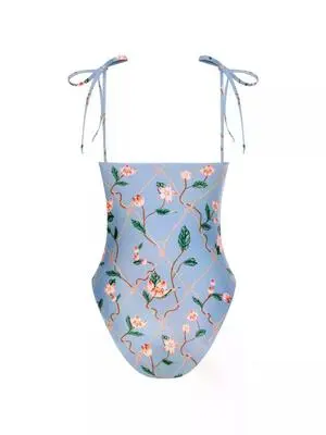 Agua Bendita Floral-print Swimsuit - Blue