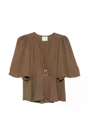 FORTE_FORTE Hammered Ring Draped Top - Brown