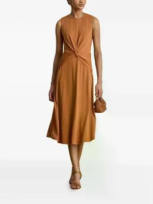 Ralph Lauren Sleeveless Twist-front A-line Midi Dress - Orange