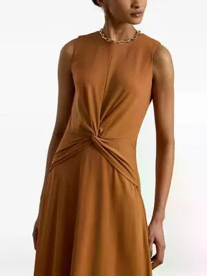 Ralph Lauren Sleeveless Twist-front A-line Midi Dress - Orange