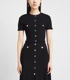 Sandro Pointelle-knit Cropped Cardigan