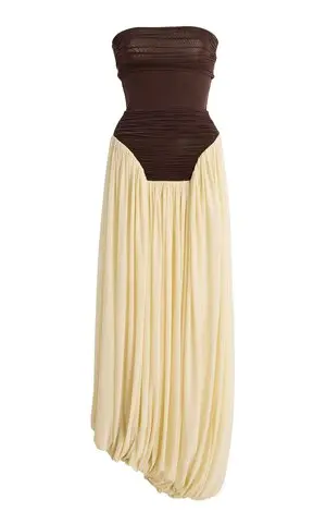 MAYGEL CORONEL Maxi Dress With Contrasting Bustier And Pleated Skirt - Multi