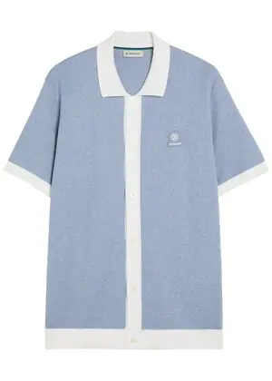 SANDBANKS Logo-appliquéd Cotton-knit Shirt - Blue