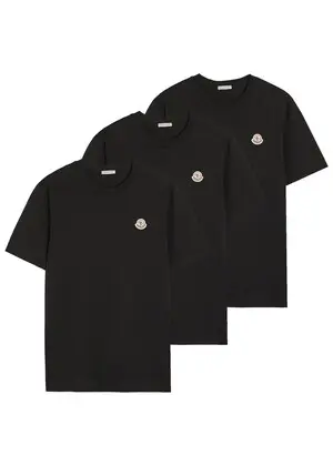 Moncler Logo Cotton T-shirt - Black