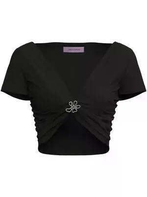 MARGHERITA MACCAPANI Angela Gathered-detail Cropped Top - Black